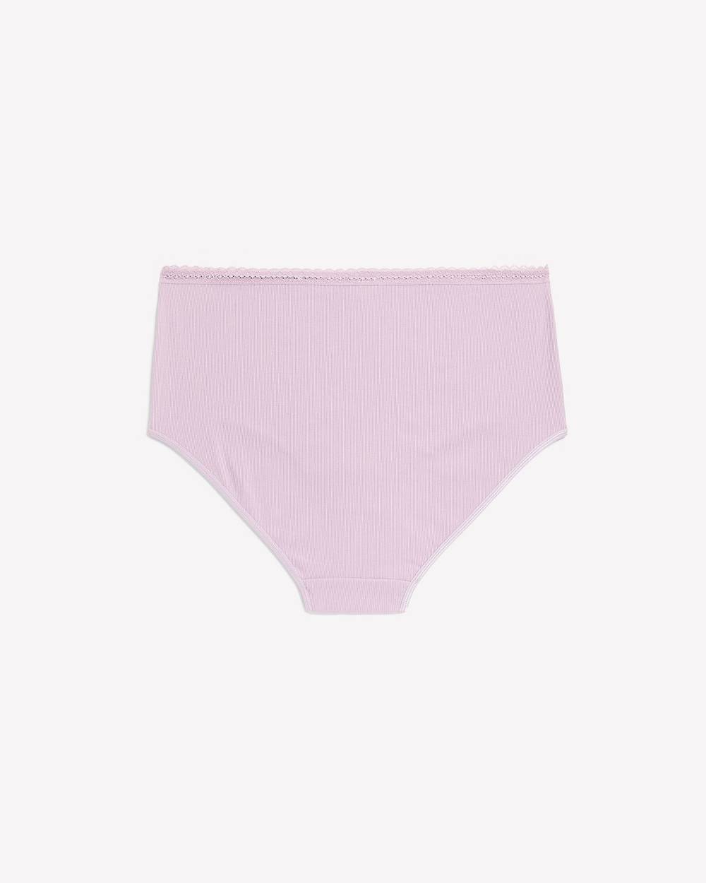 Solid Ribbed Cotton Brief with Lace - ti Voglio | Penningtons