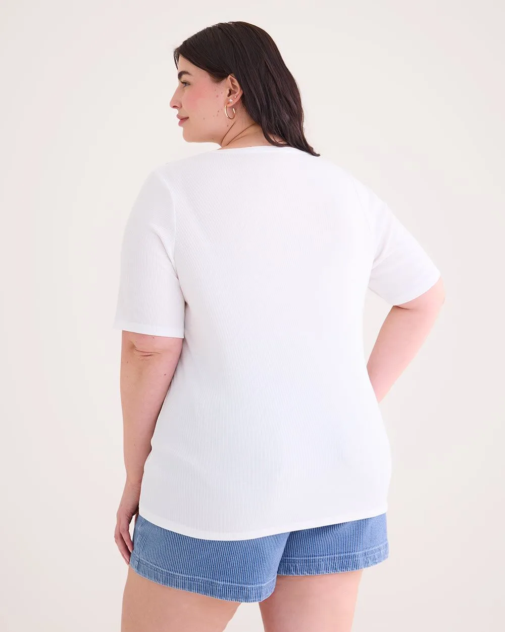 Knit Top with Embroidered Split Neckline | Penningtons