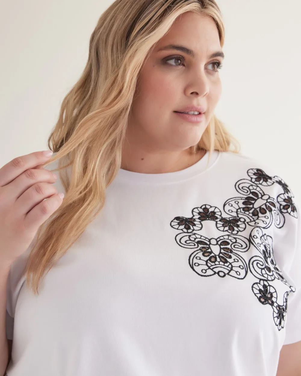 Knit Top with Flower Embroidery | Penningtons
