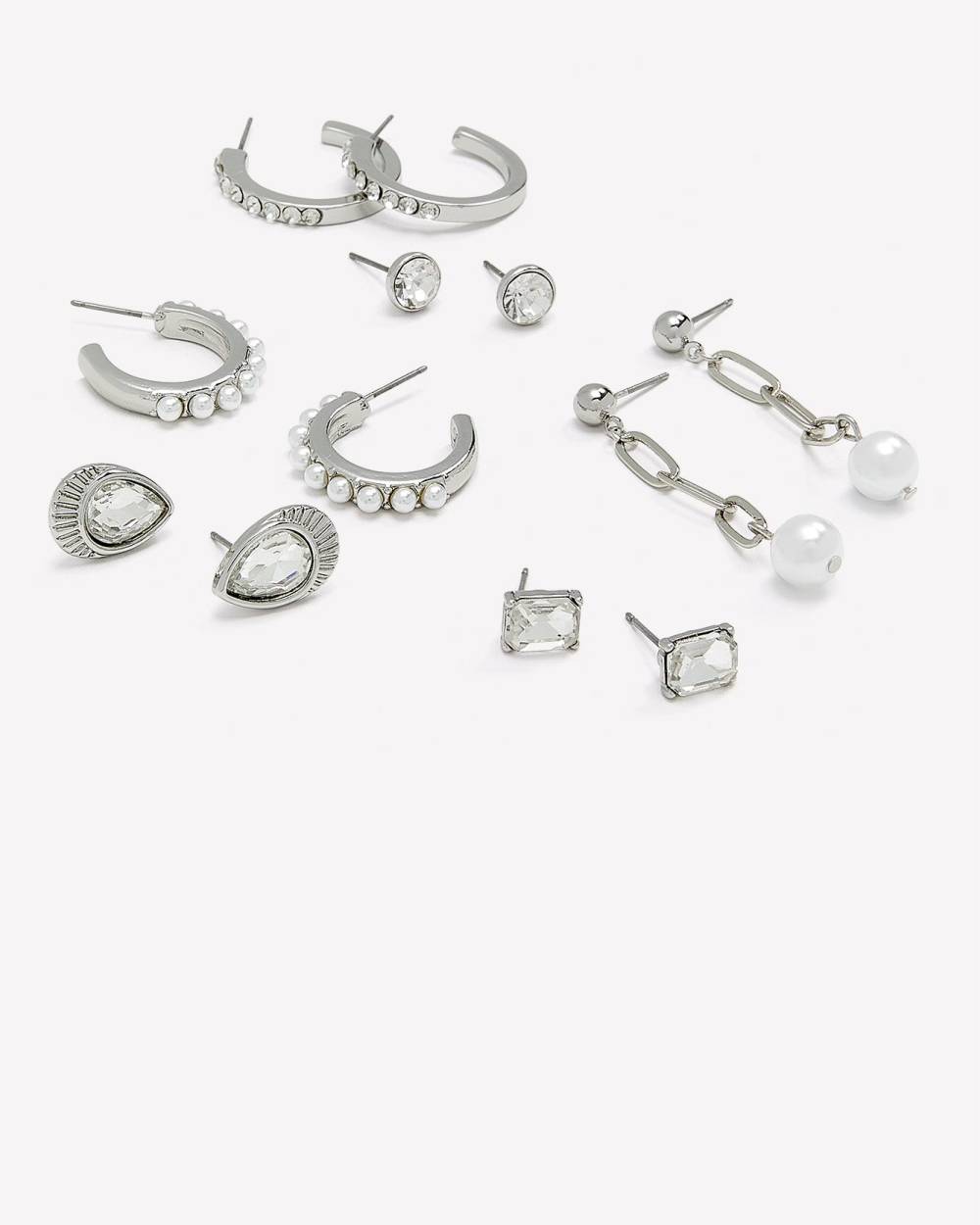 Assorted Stud and Hoop Earrings with Pearls, Set of 6 | Penningtons