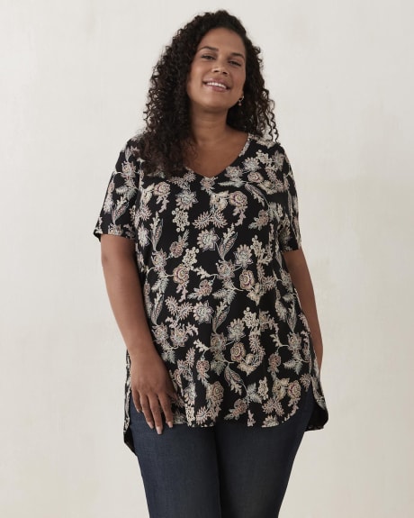 Printed Modern Fit Tunic with High-Low Hem | Penningtons