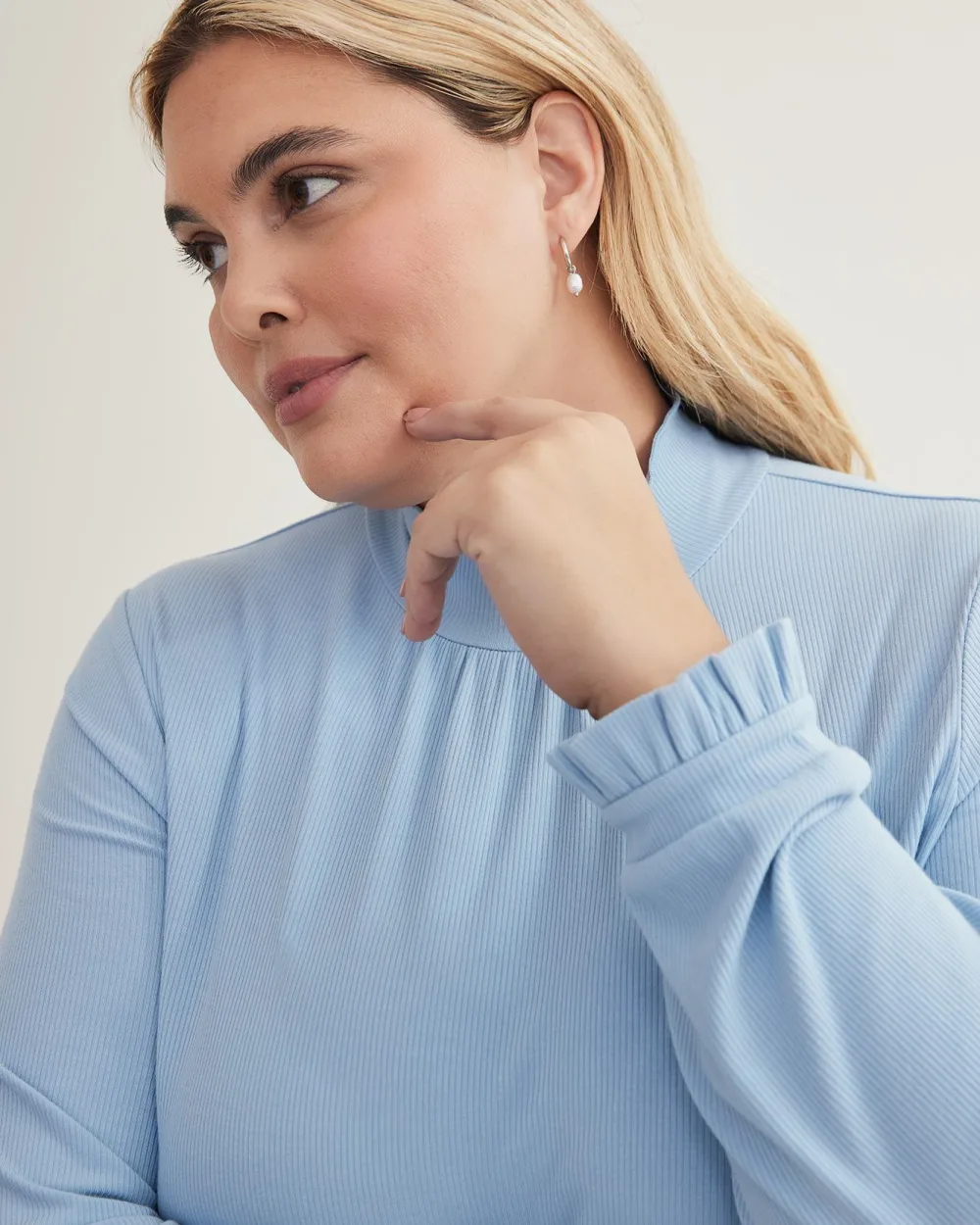 Mock-Neck Ribbed Knit Top | Penningtons