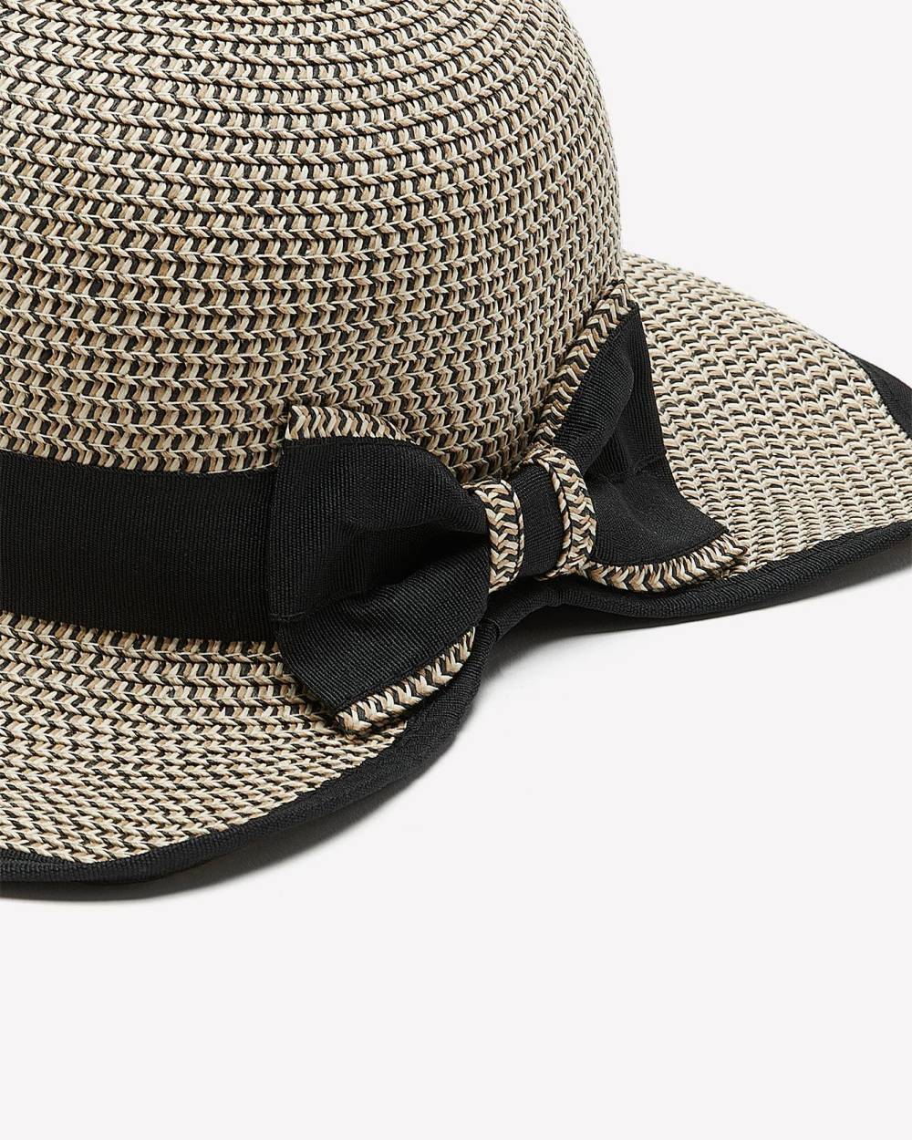 Two-Tone Straw Hat with Grosgrain Bow | Penningtons