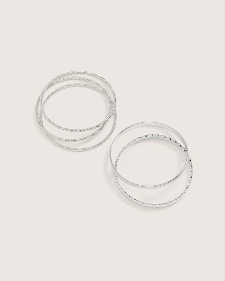 Assorted Silver Bangle Bracelets Set Of 5 Penningtons