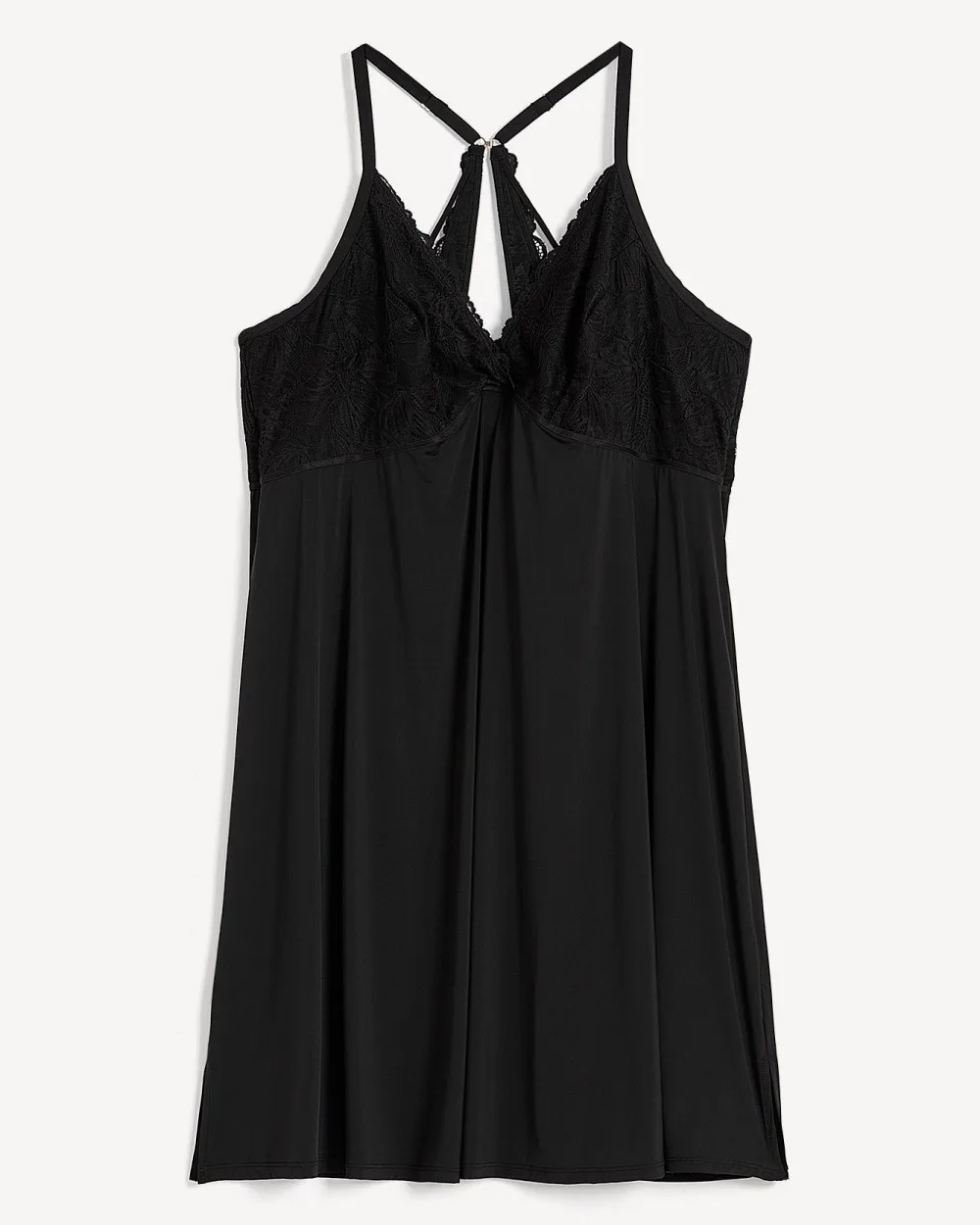 Black Satin and Lace Nightgown - ti Voglio | Penningtons
