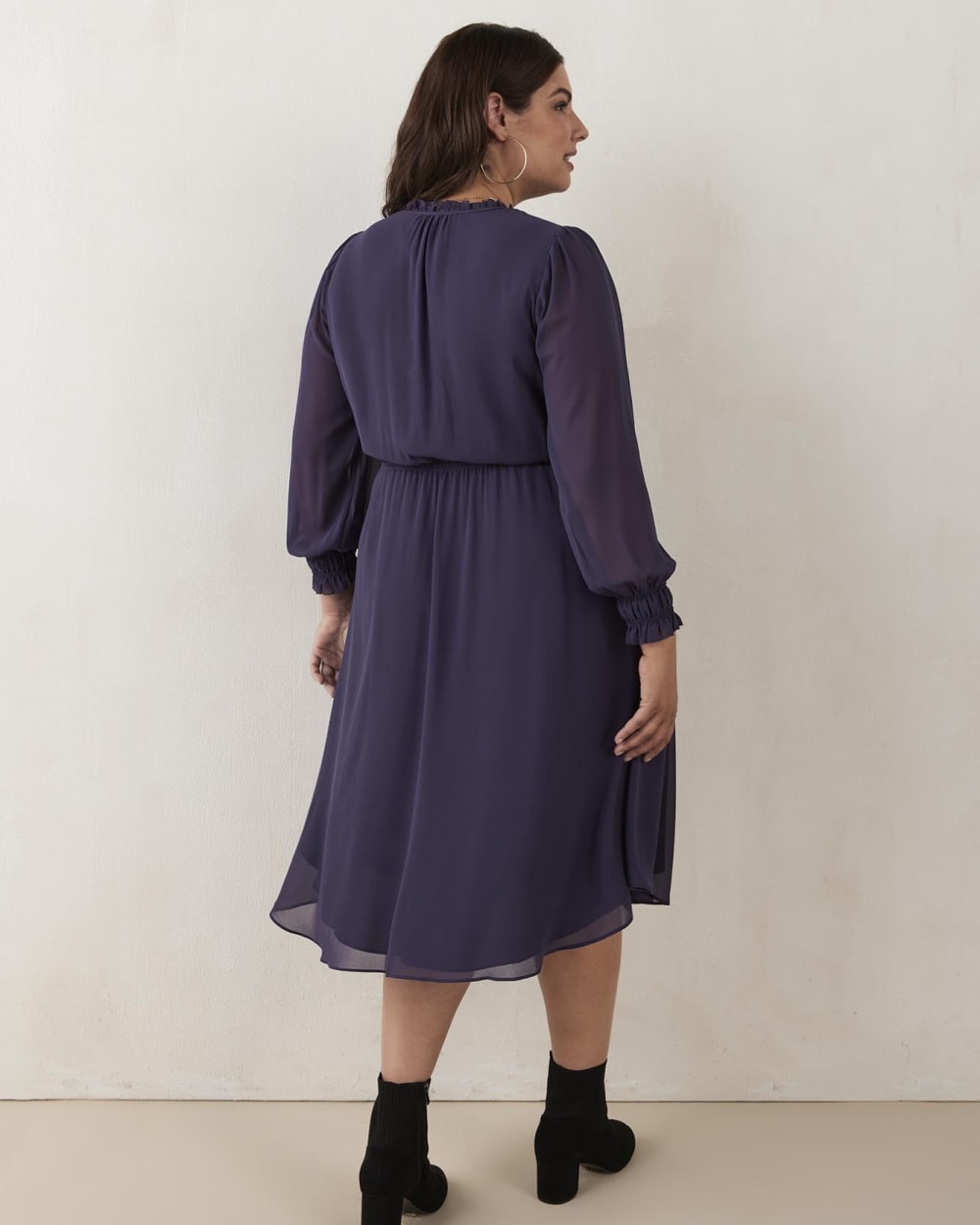 Split Neckline with Buttoned Placket Midi Dress | Penningtons