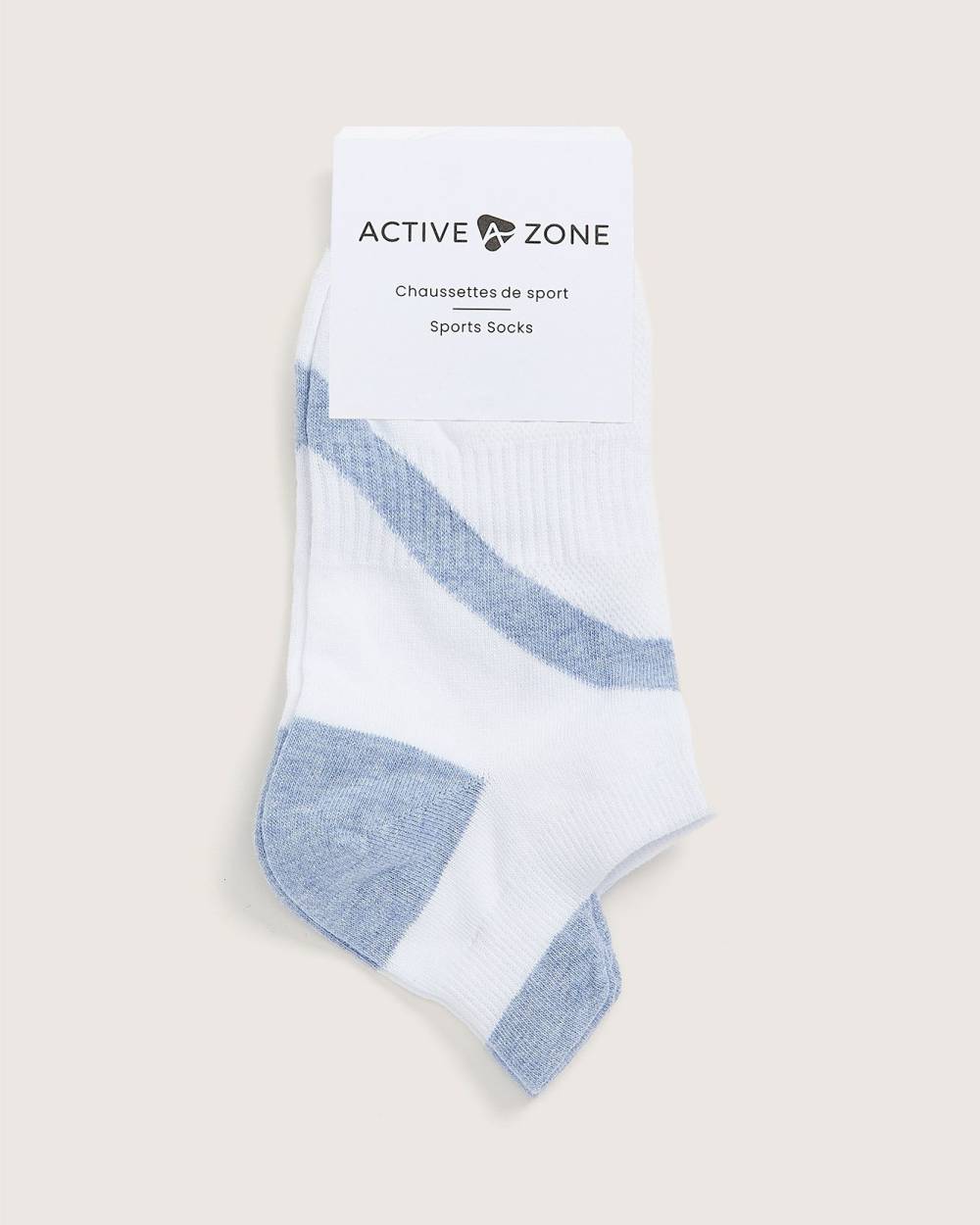 Contrast Stripe Ankle Sports Socks with Tab, White - Active Zone | Penningtons
