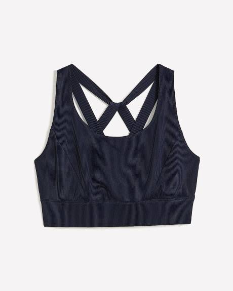 Ribbed Crop Top with Multi-Strap Back - Active Zone | Penningtons