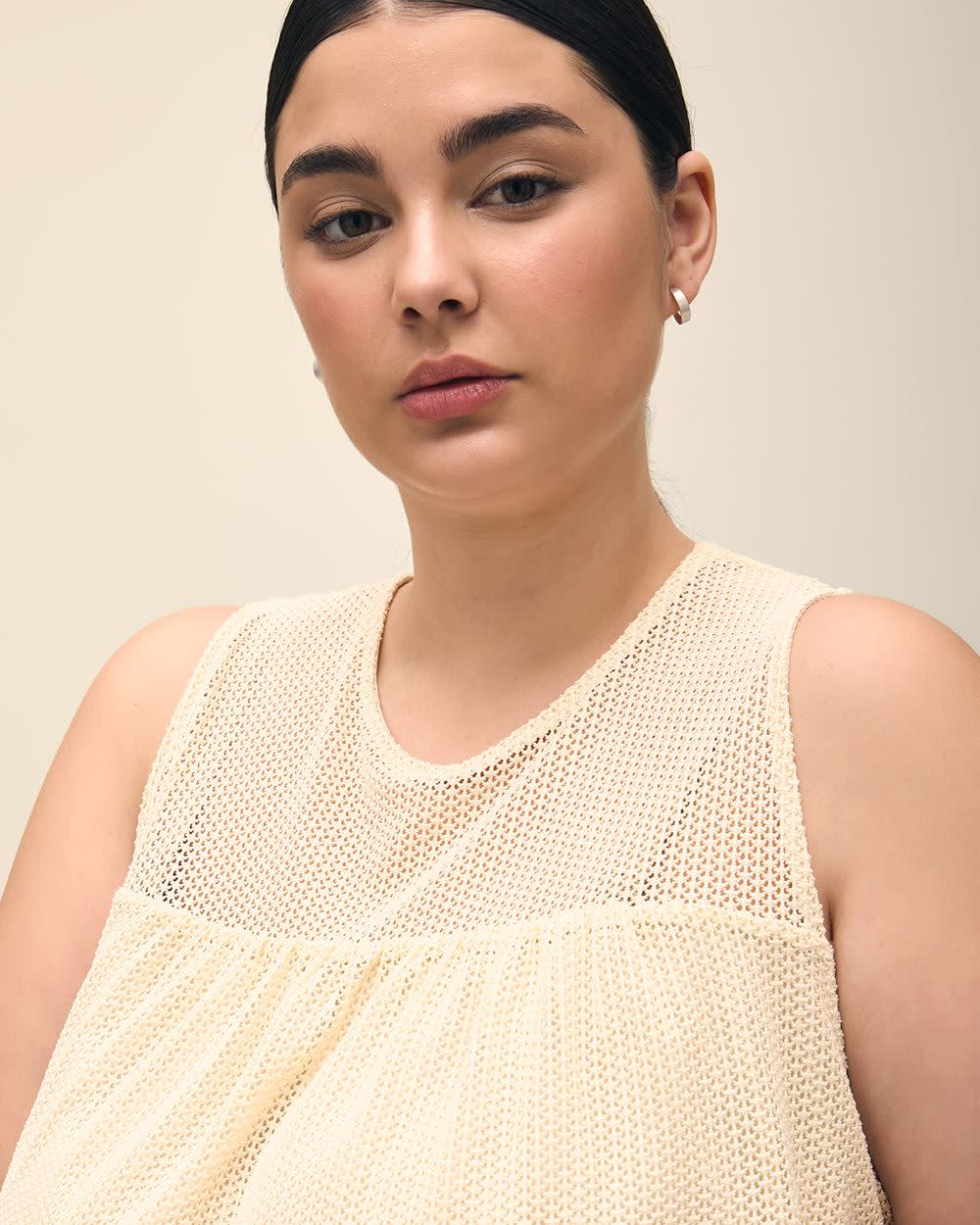 Sleeveless Crewneck Crochet Knit Top | Penningtons