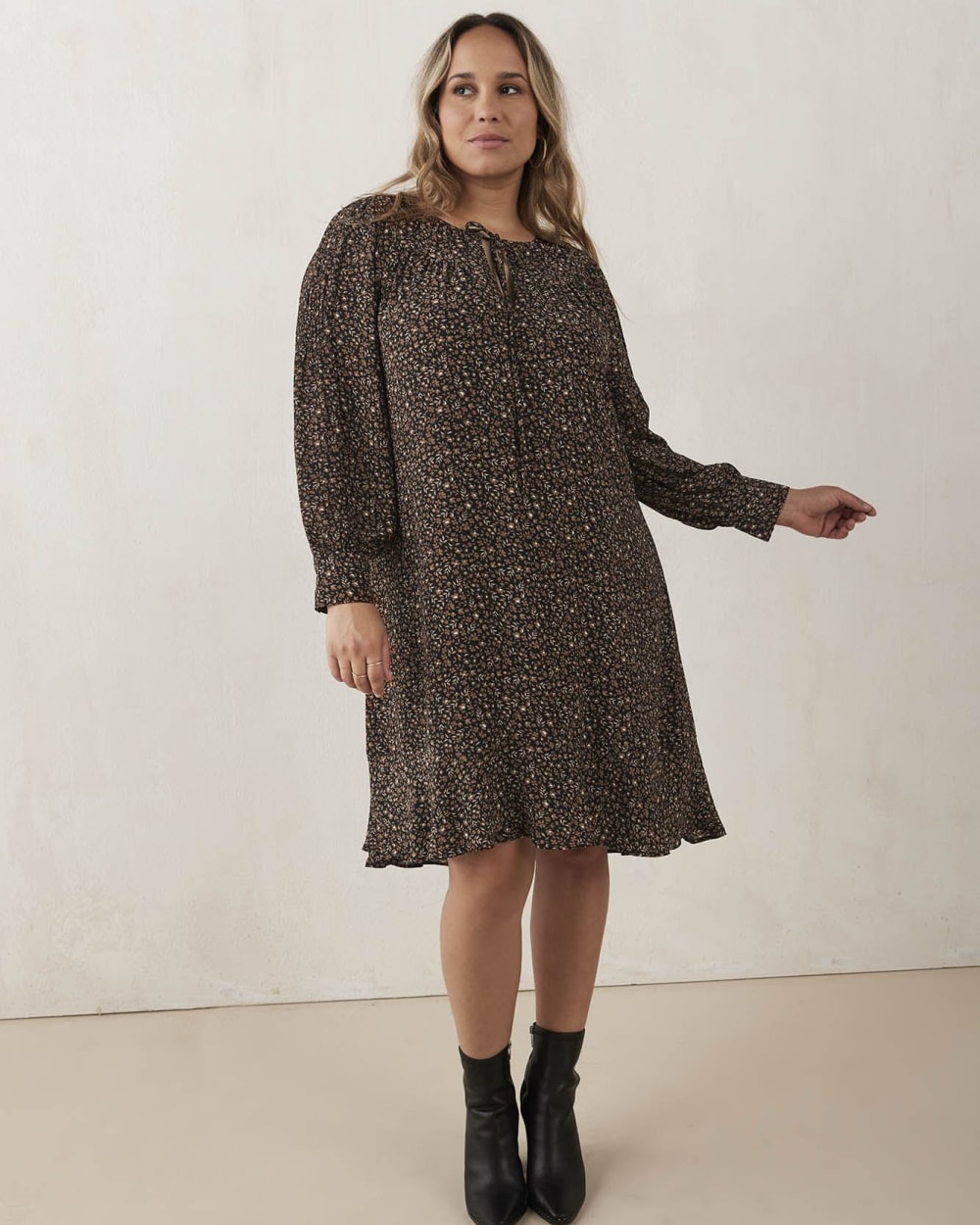 Boat-Neck Dress with High-Low Ruffled Hem | Penningtons