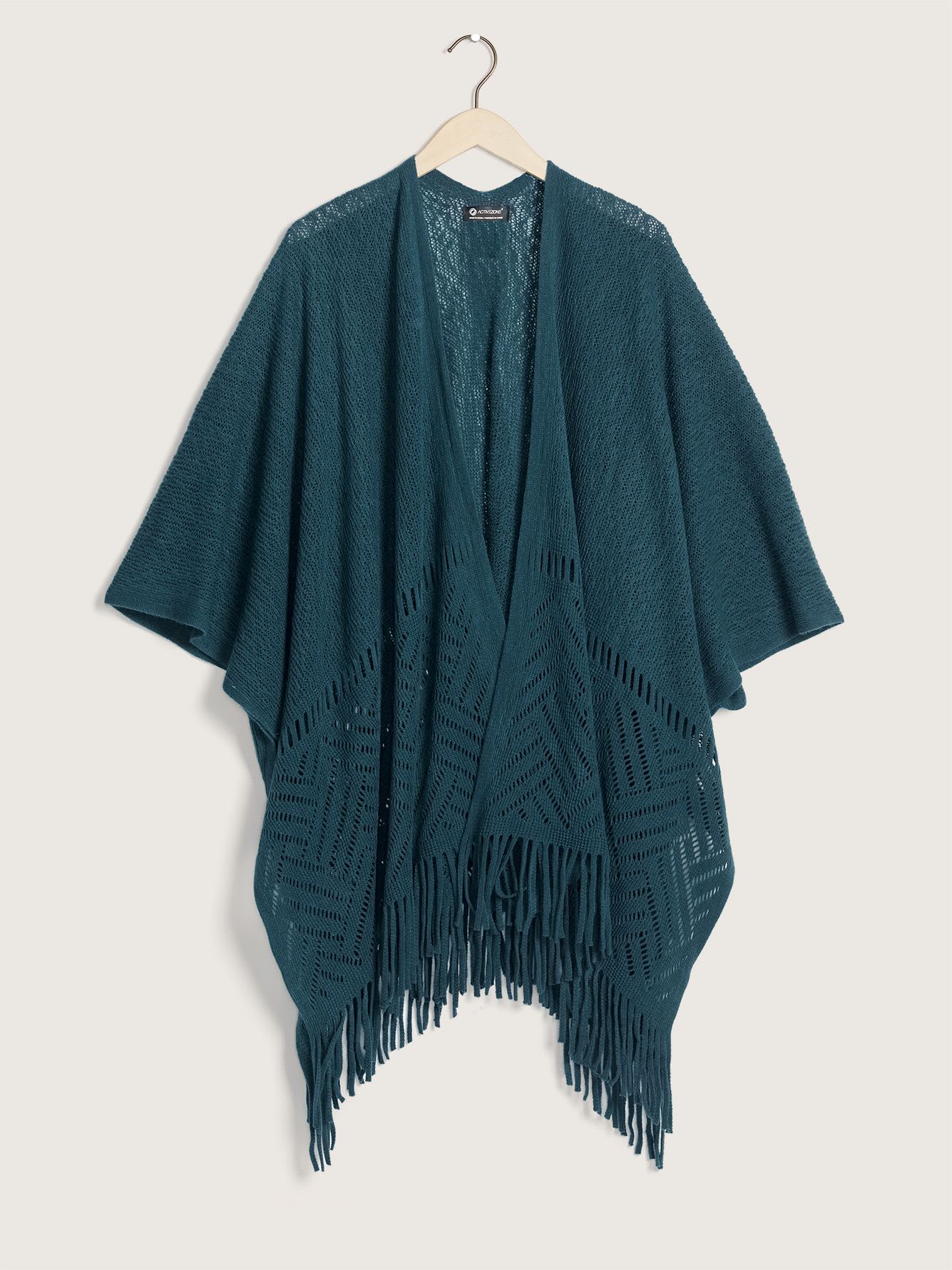Textured Knit Cape with Fringes | Penningtons