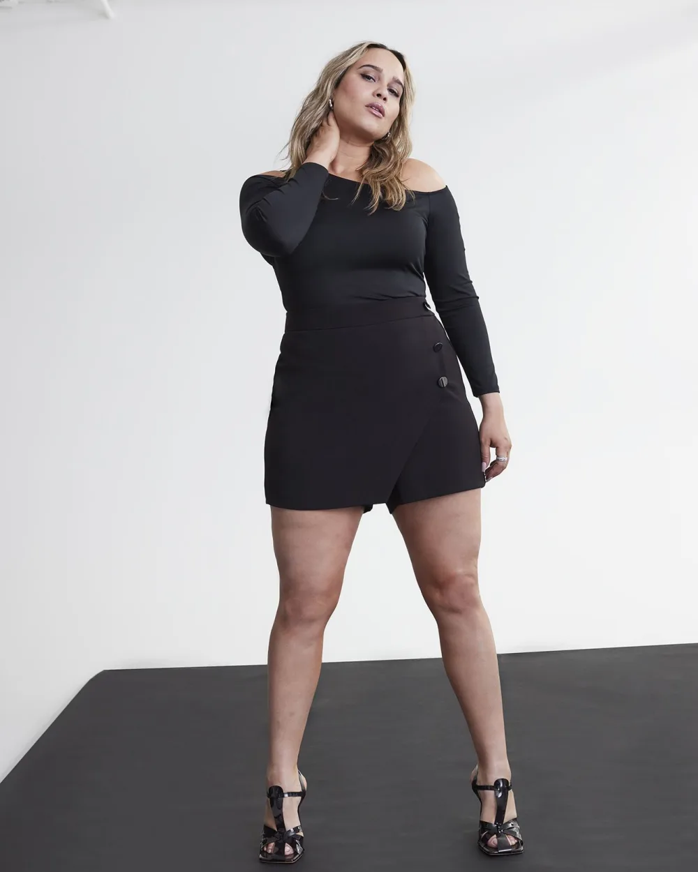 Black Asymmetrical Skort - Addition Elle | Penningtons