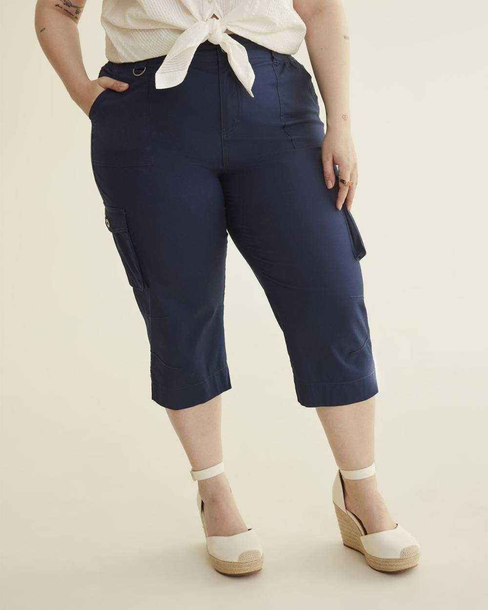 Cotton Capri with Ribbed Waistband | Penningtons