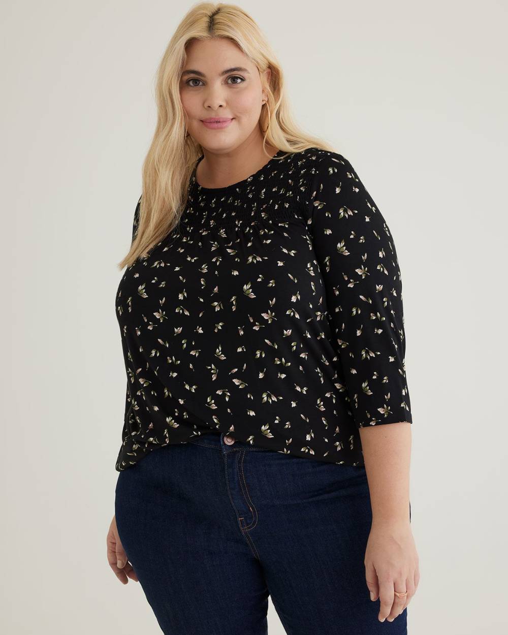 Tunic Knit Top with Smocking | Penningtons