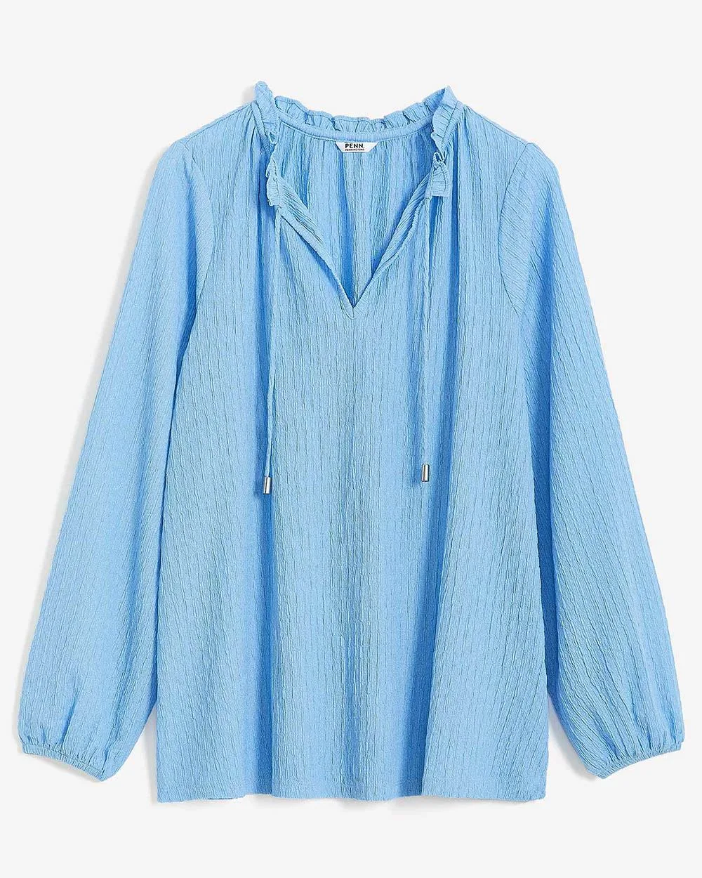 Knit Top with Ruffled Split Neckline | Penningtons