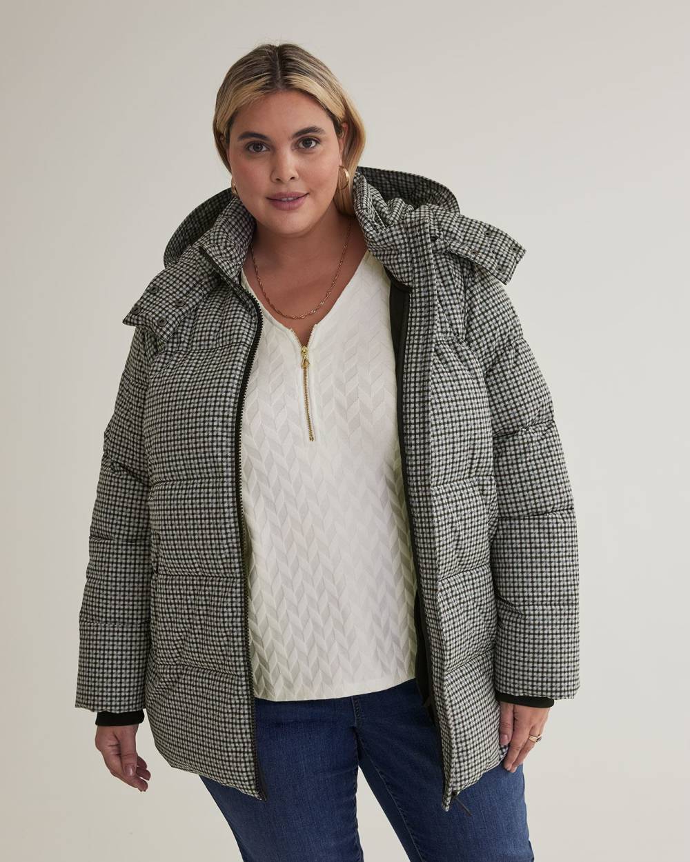 Stretch Puffer Jacket with Removable Hood | Penningtons