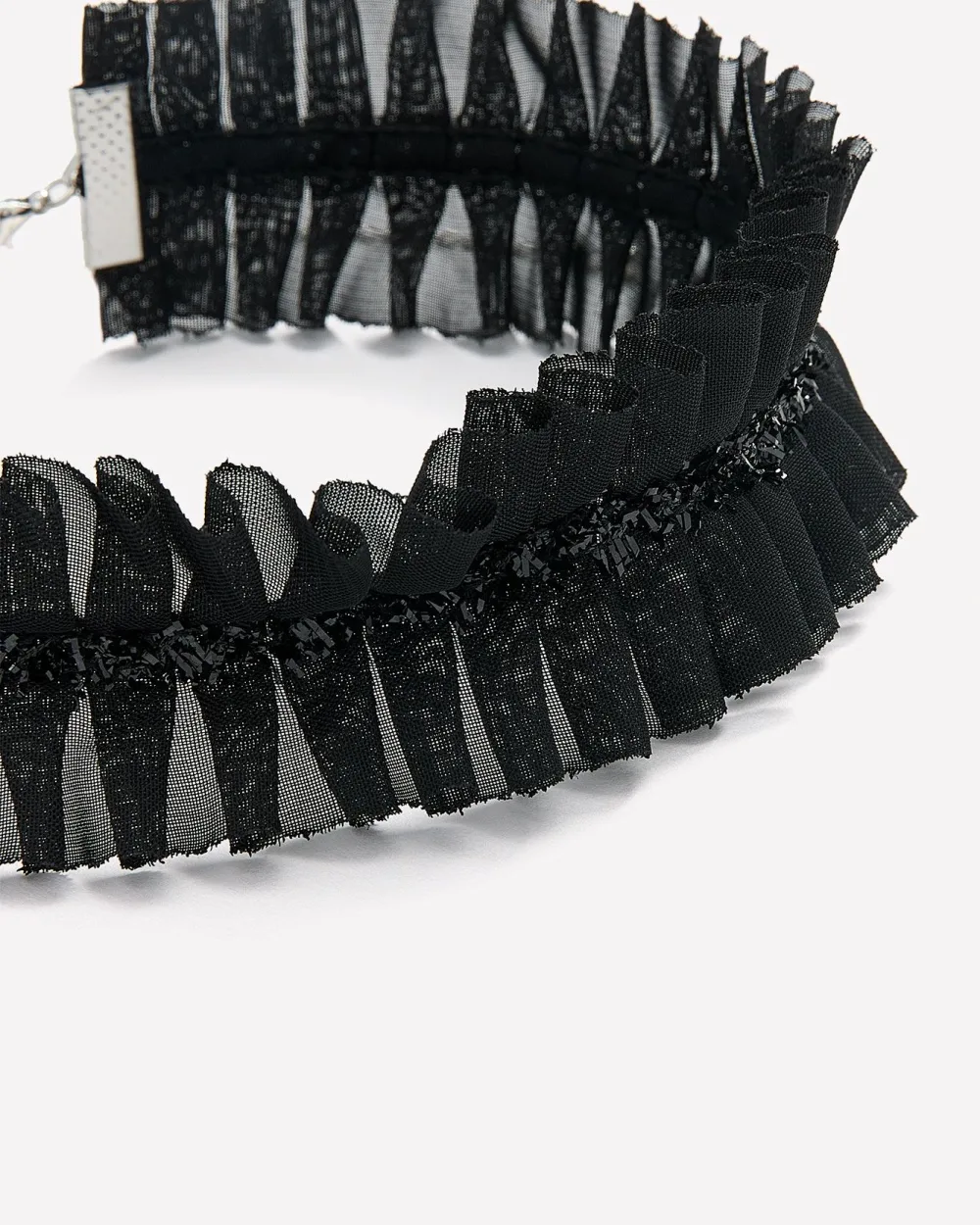 Black Pleated Fabric Choker Necklace | Penningtons