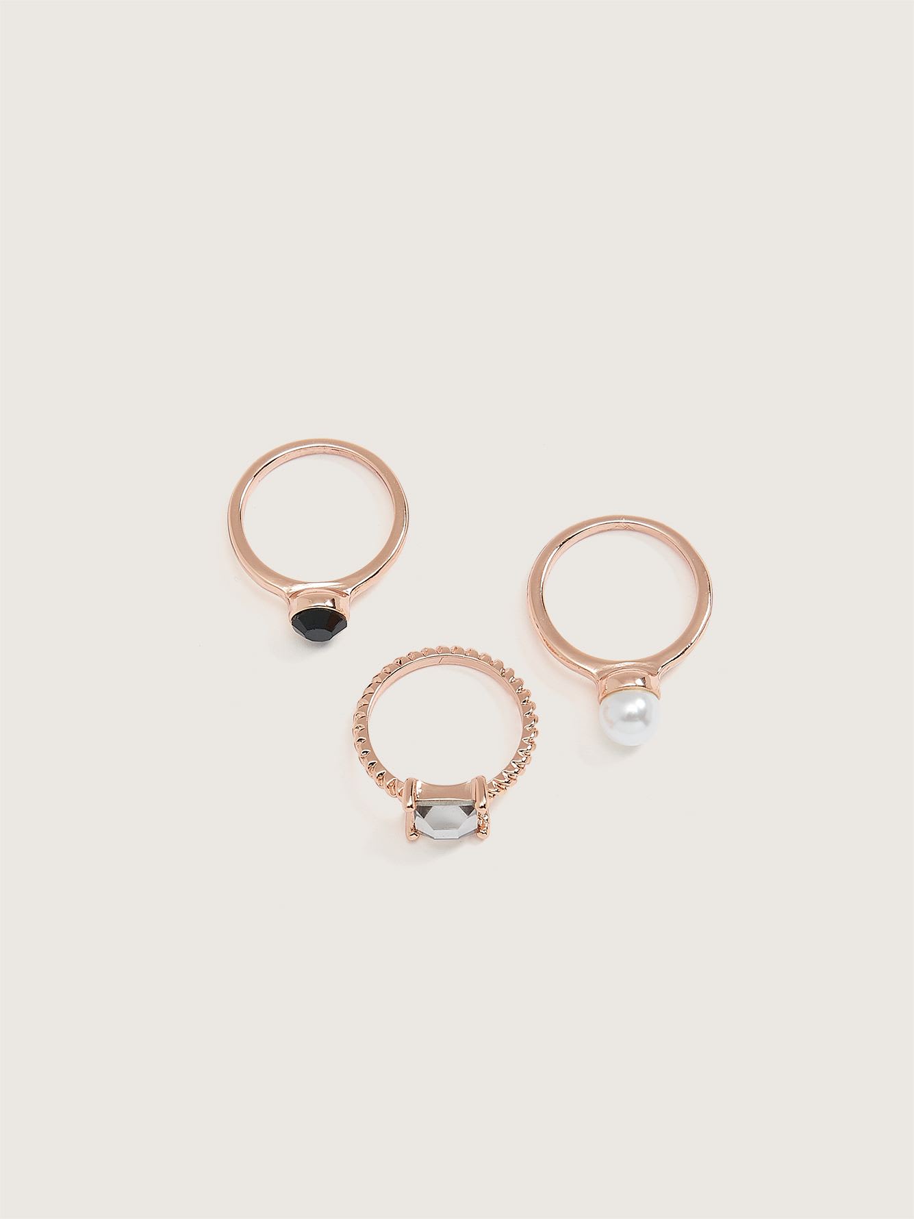 Assorted Rings With Stones and Pearl, Set of 3 | Penningtons