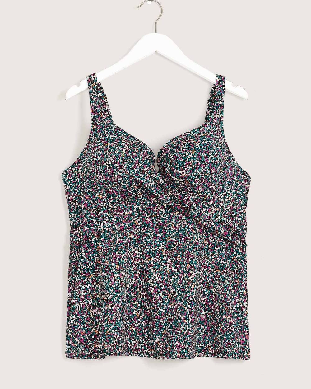 Printed Underwire Crisscross Tankini Top Penningtons