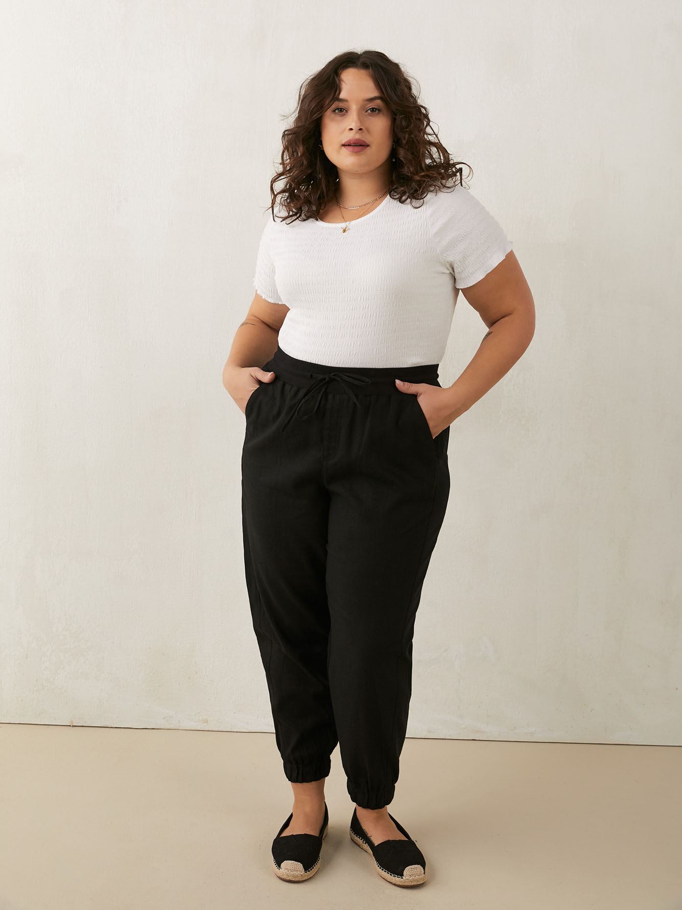 Linen Blend Jogger With Knit Waistband | Penningtons