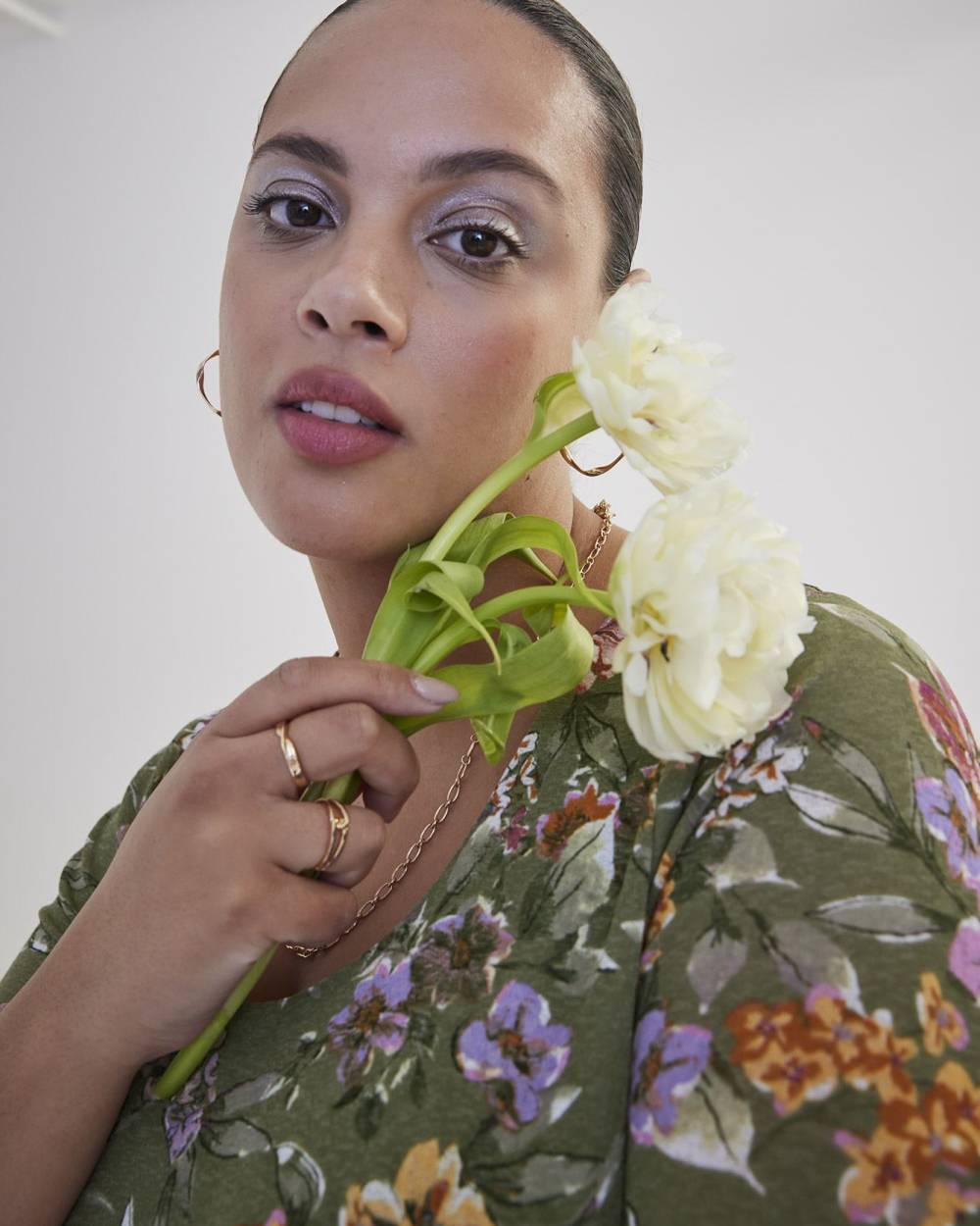 Floral Square-Neck Fitted Knit Top - Addition Elle | Penningtons