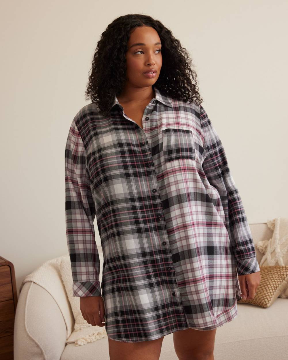 Long Plaid Pyjama Shirt - ti Voglio | Penningtons