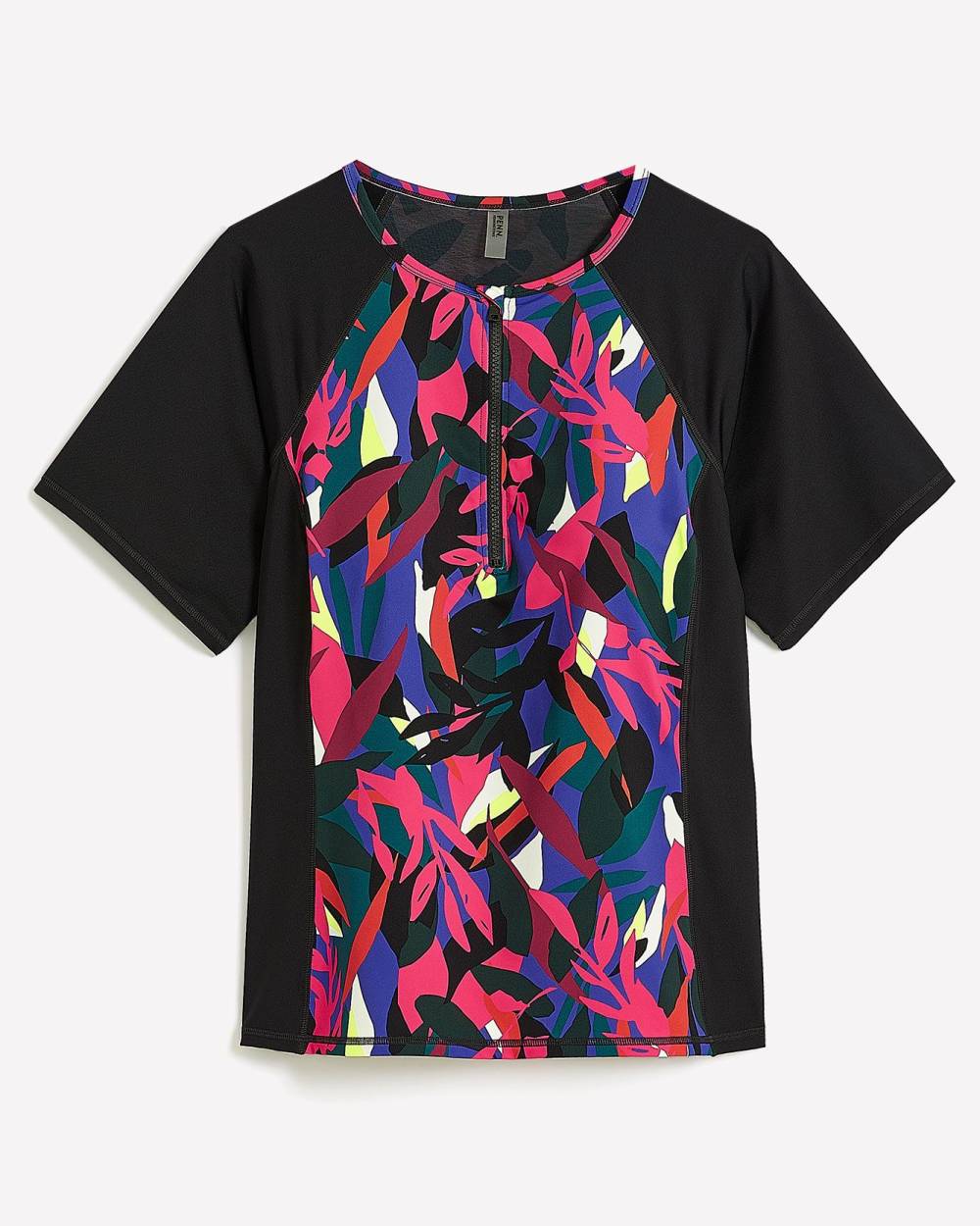 Tropical Short-Sleeve Rash Guard with Half-Zip | Penningtons