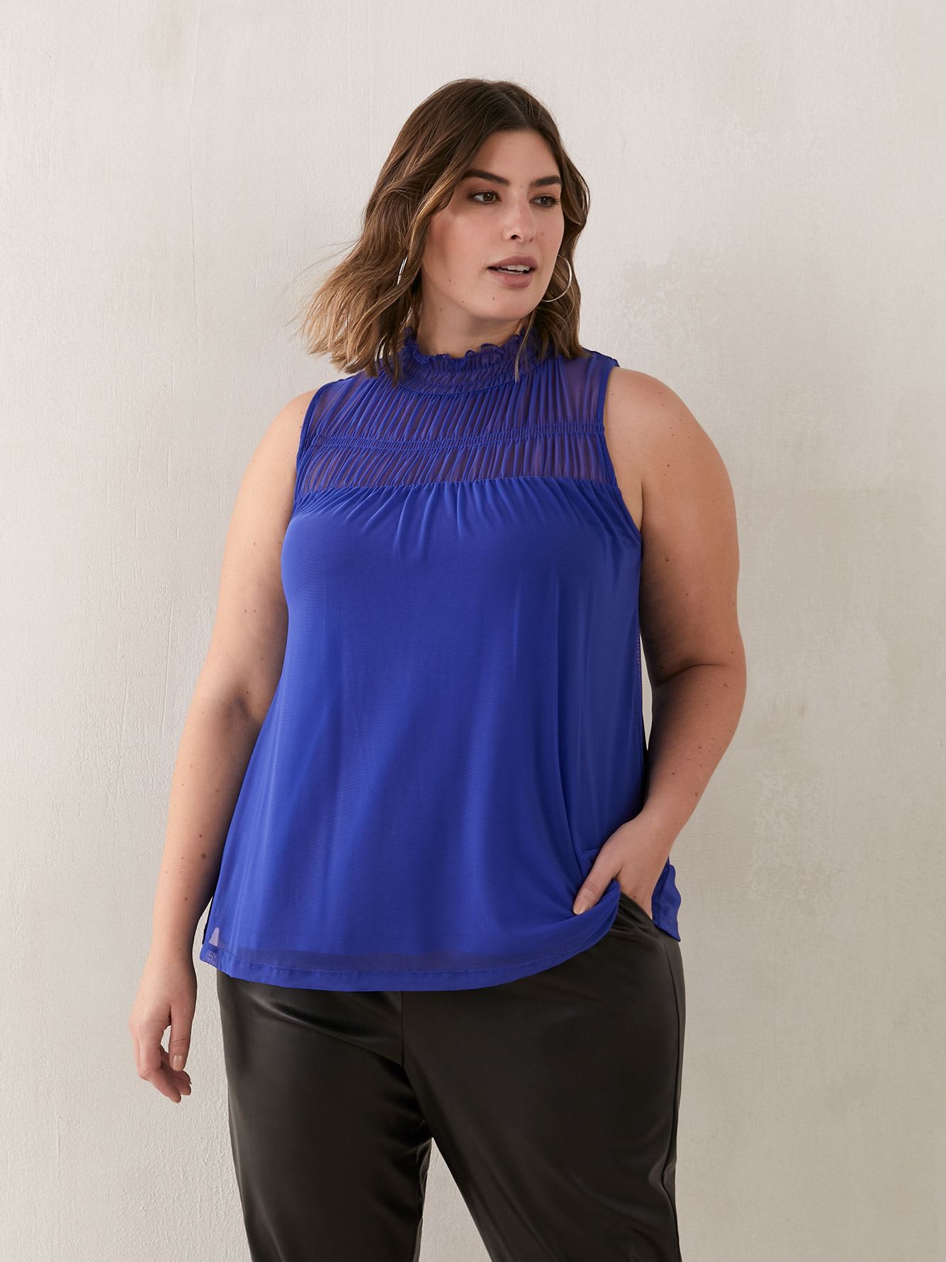 Mesh A-Line Sleeveless Top - Addition Elle | Penningtons