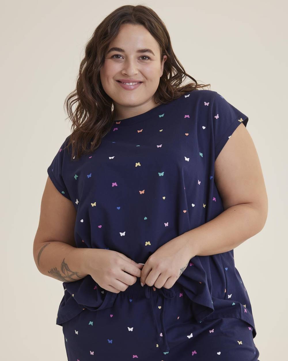 Printed Cap-Sleeve Pyjama Top with Open Crossover Back - ti VOGLIO ...