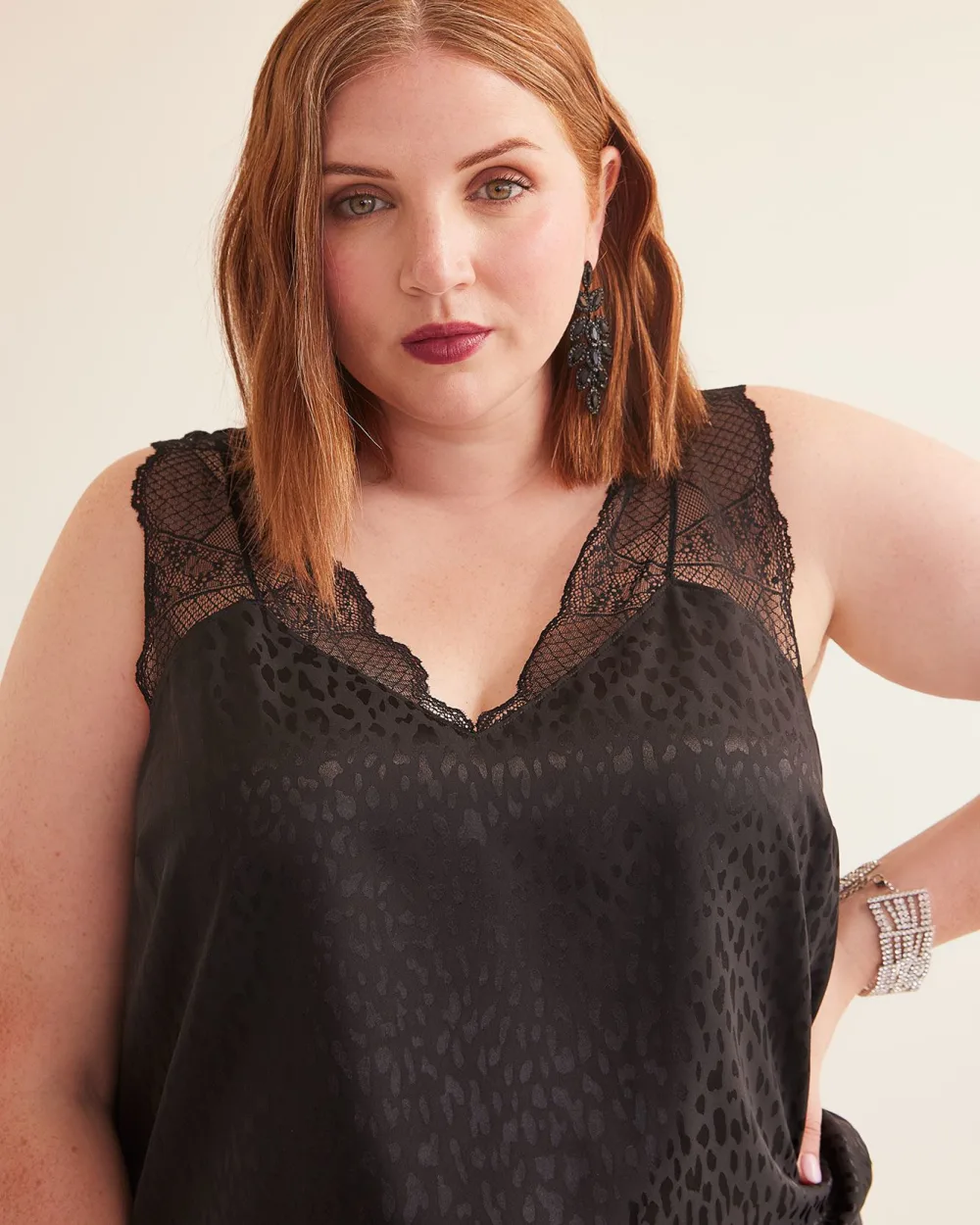 Black Sleeveless Blouse with Lace Shoulders | Penningtons