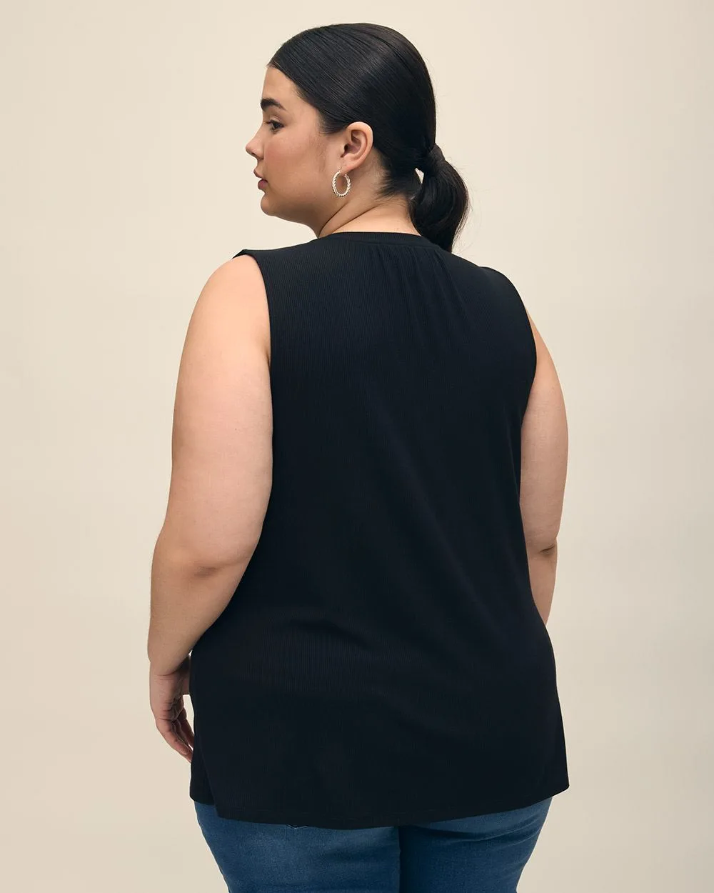 Sleeveless Slit Neck Knit Top | Penningtons