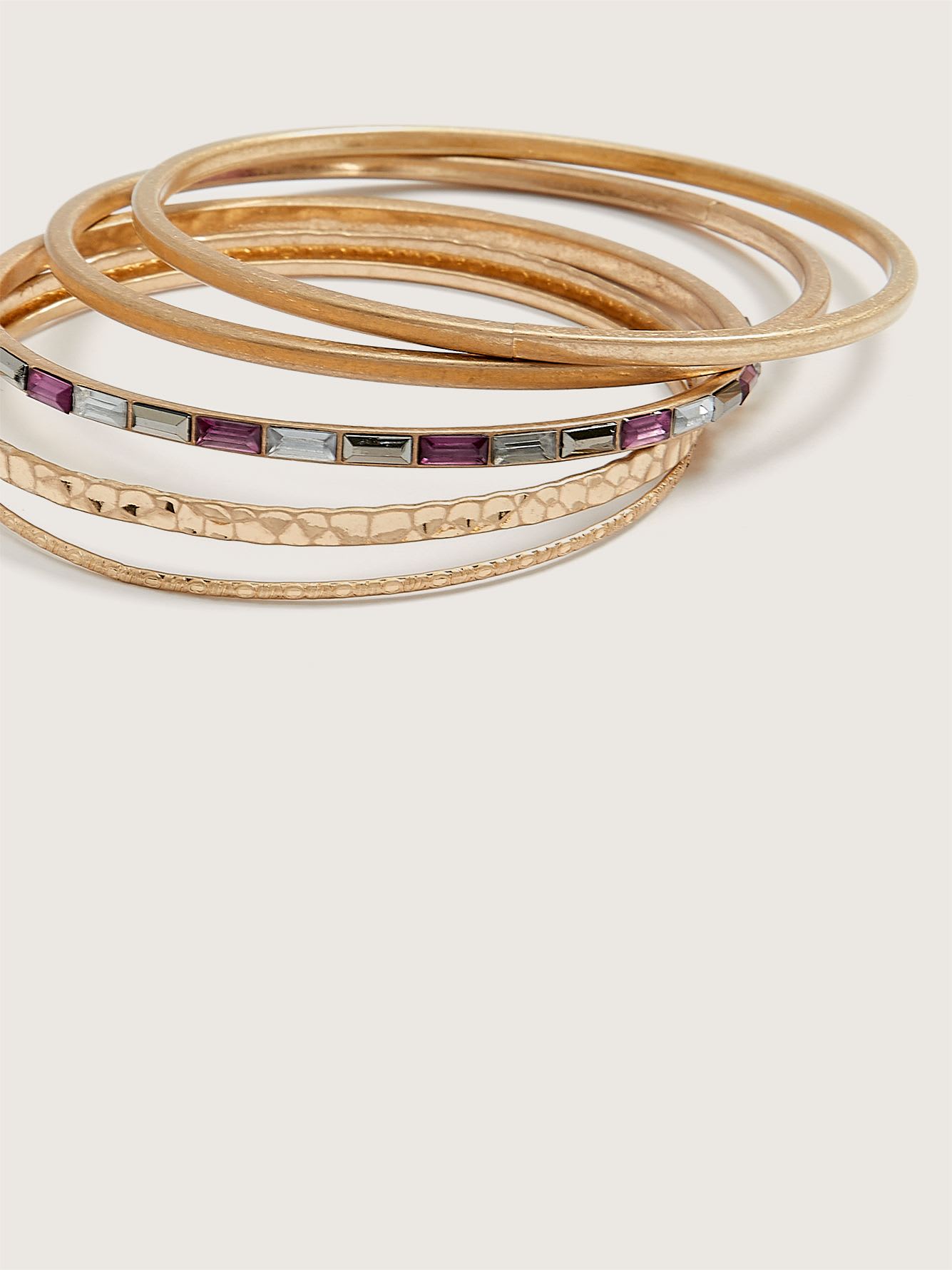 Assorted Bangles with Coloured Stones, Set of 5 | Penningtons