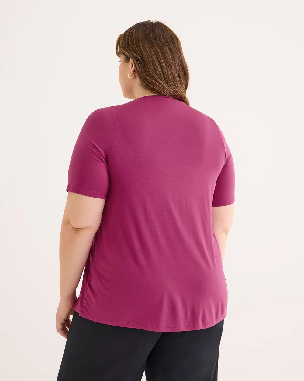 Elbow-Sleeve Pintuck Long Knit Top | Penningtons