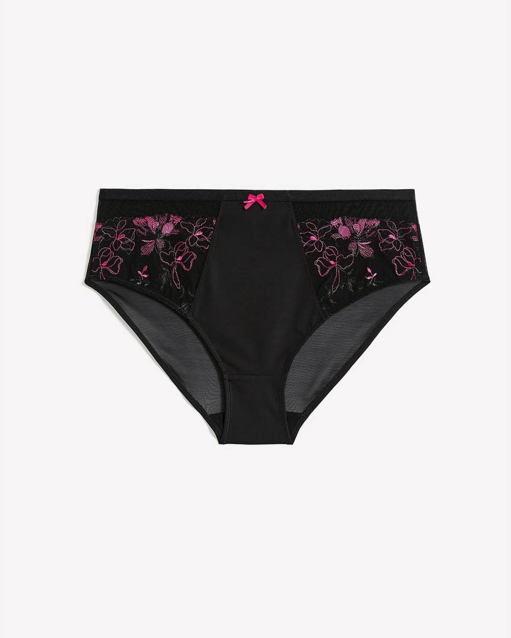 High-Cut Microfibre Brief with Floral Embroidery - Déesse Collection ...