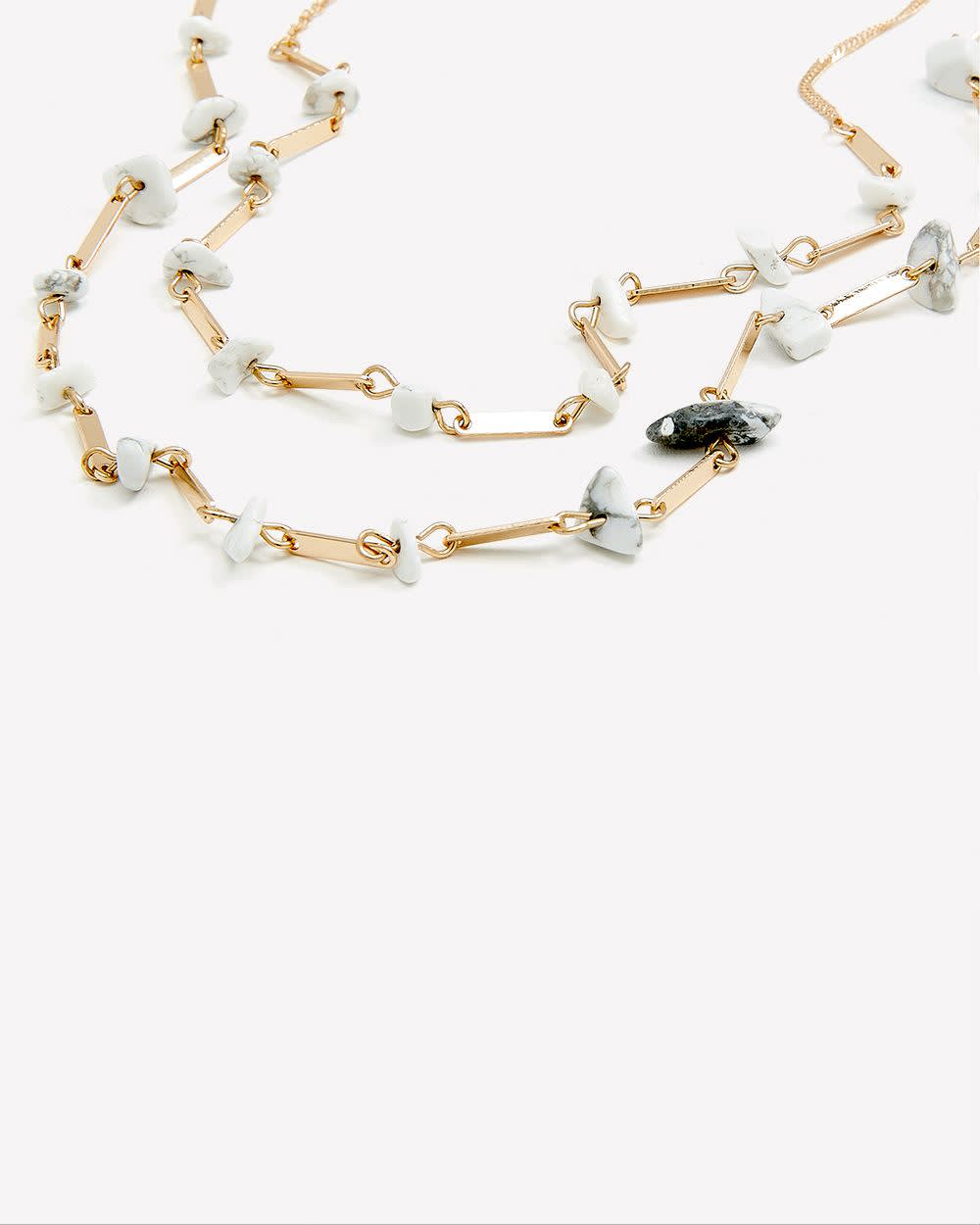 Colliers courts avec pierres blanches, ens. de 2 | Penningtons