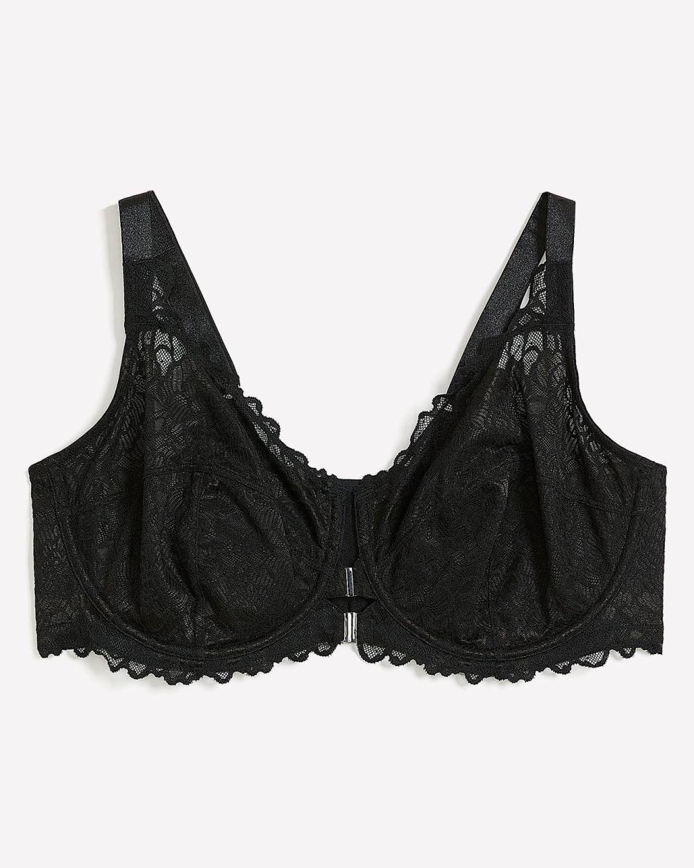Unlined Front Closure Bra with Lace - Déesse Collection | Penningtons