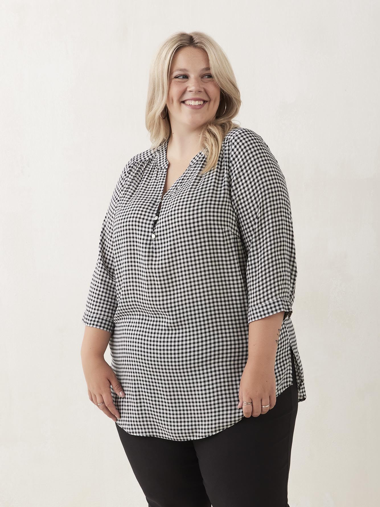 Printed Split-Neck Tunic with 3/4 Sleeves | Penningtons