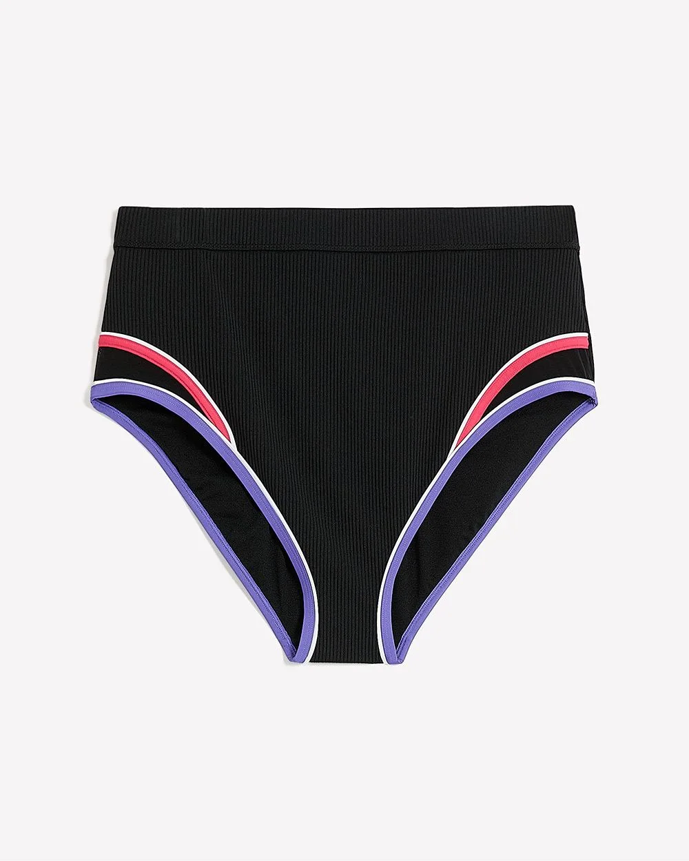 Ribbed High-Waisted Swim Brief with Mesh Inserts | Penningtons