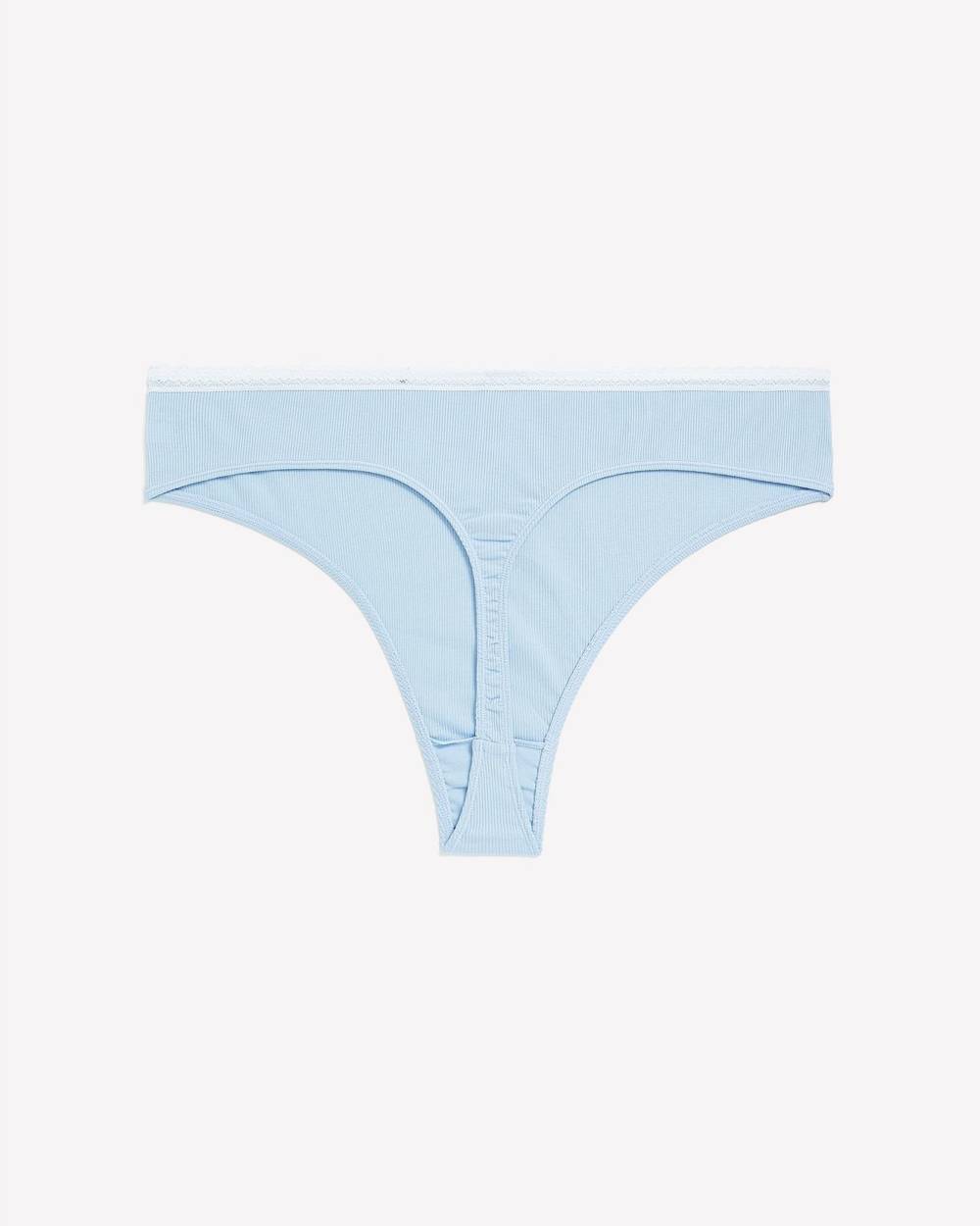 Solid Ribbed Thong with Lace - ti Voglio | Penningtons
