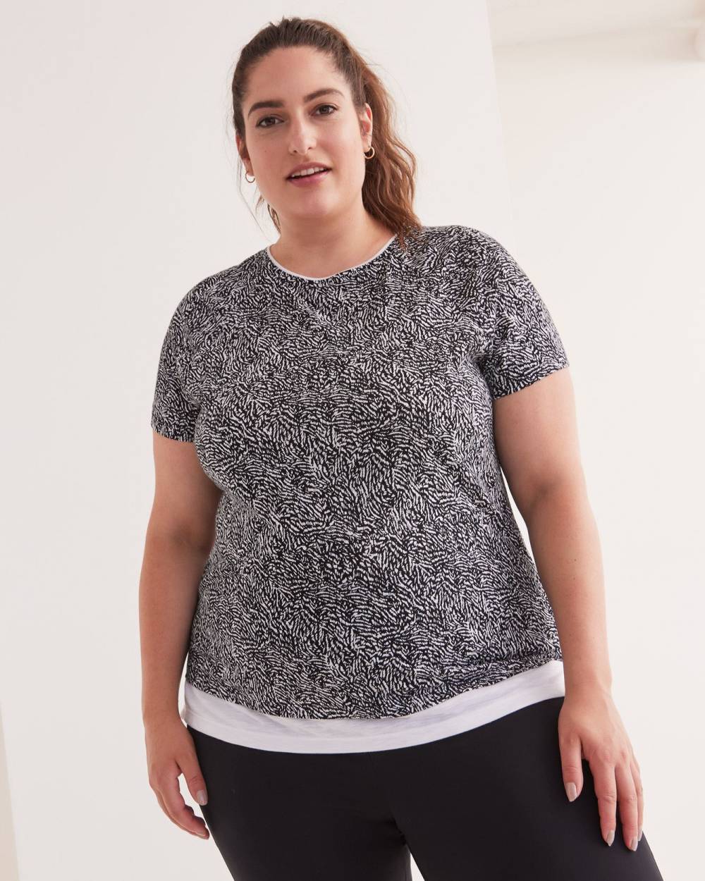 Abstract Print Raglan-Sleeve Fooler Tee - Active Zone | Penningtons