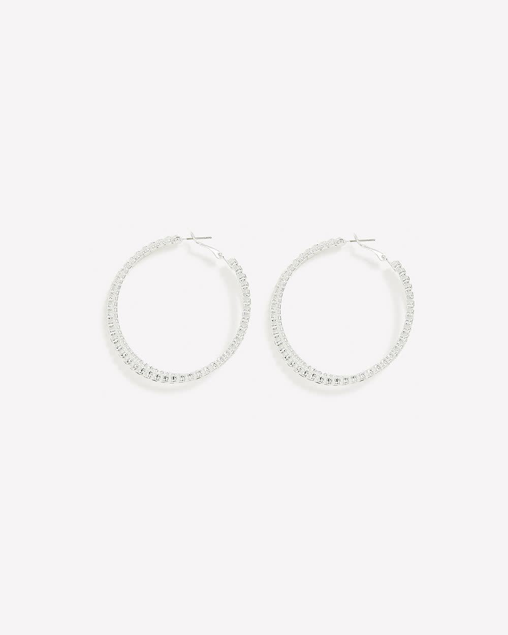 Twisted Medium Hoop Earrings with Rhinestones | Penningtons