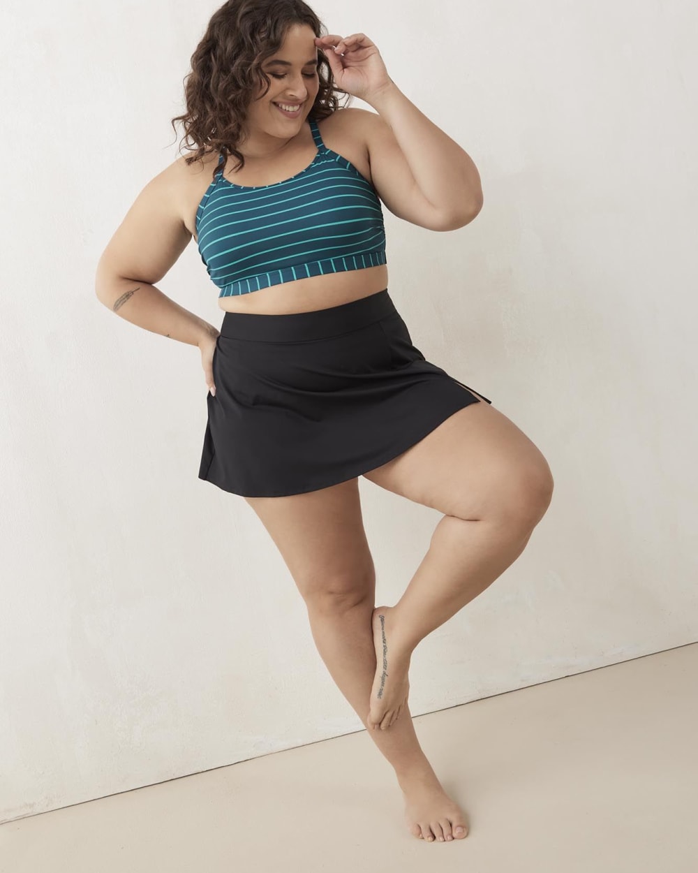 Solid Tankini with Printed Bandeau - Active Zone | Penningtons