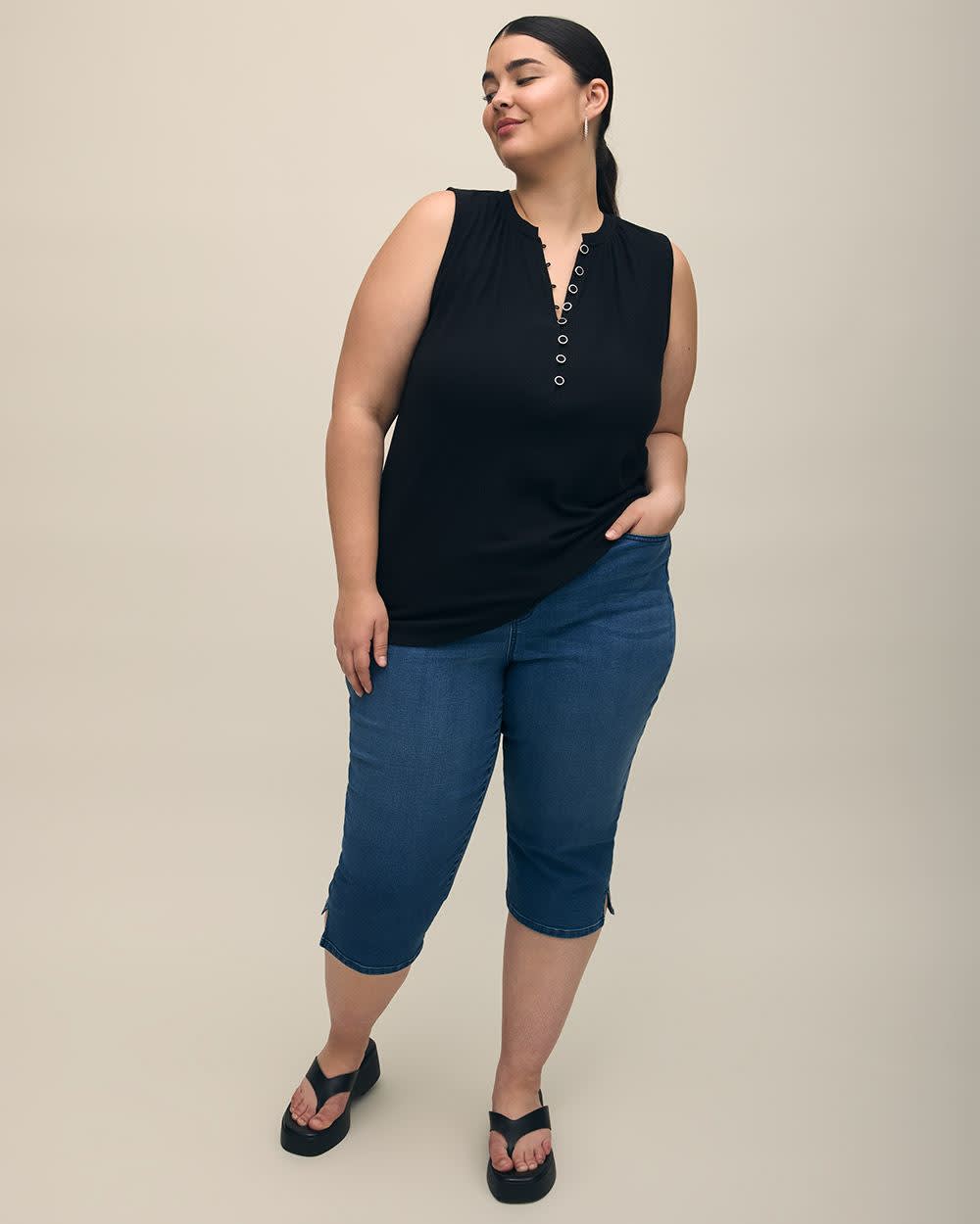 Sleeveless Slit Neck Knit Top | Penningtons