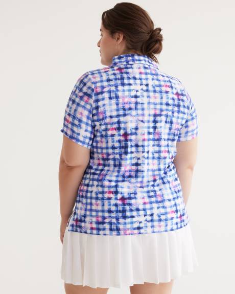 Gingham-Print Short-Sleeve Polo - Active Zone | Penningtons