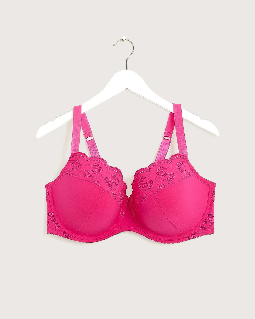 Pink Balconette Bra with Eyelet Embroidery - Déesse Collection ...
