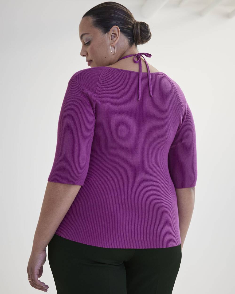 Halter Sweater with Elbow Sleeves - Addition Elle | Penningtons