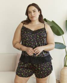 Sexy Floral Satin Robe with Lace Trims - Déesse Collection | Penningtons