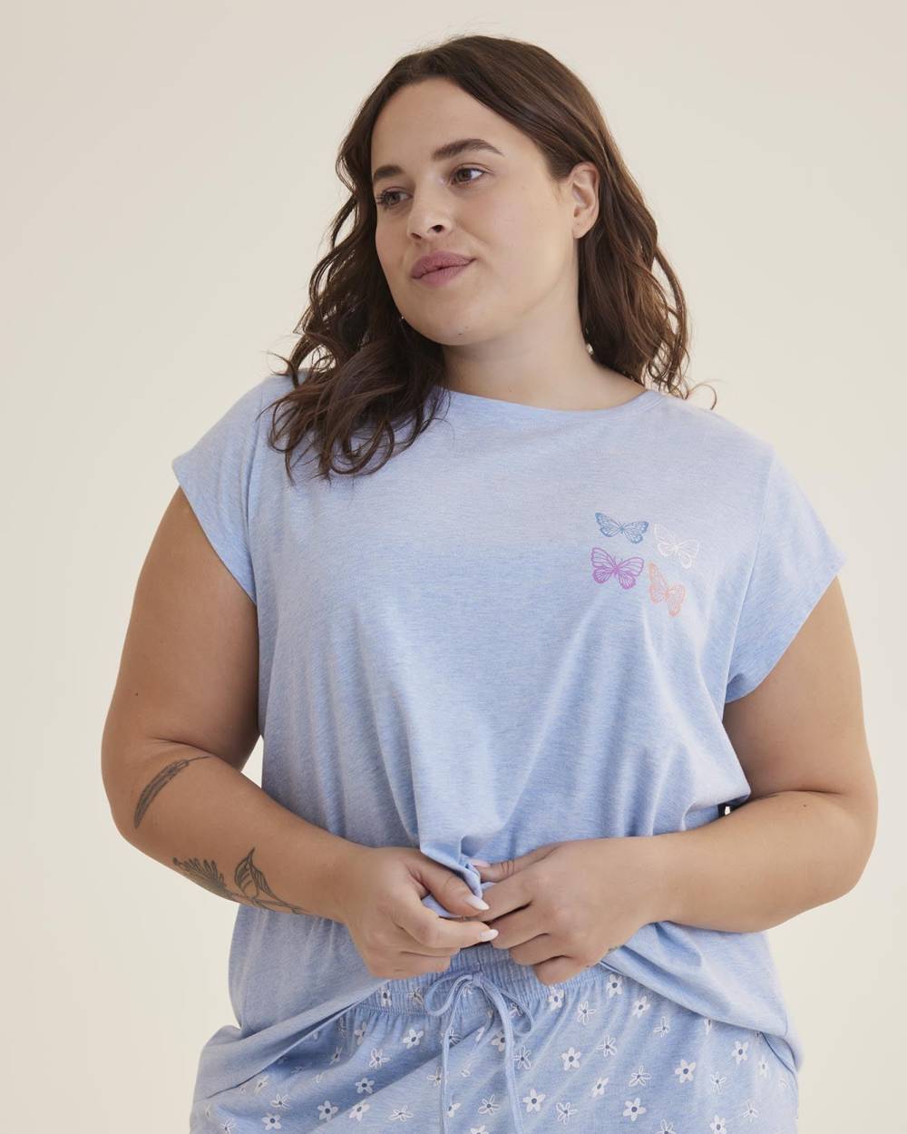 Cap-Sleeve Pyjama Top with Open Crossover Back - ti VOGLIO | Penningtons