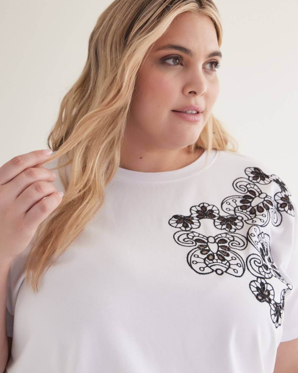 Knit Top with Flower Embroidery | Penningtons