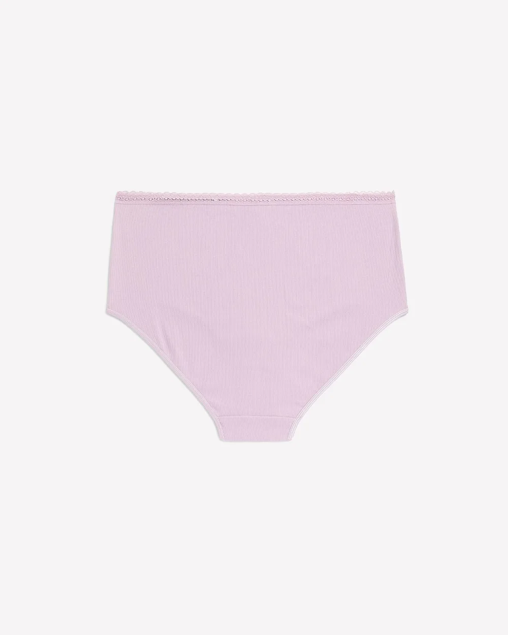 Solid Ribbed Cotton Brief with Lace - ti Voglio | Penningtons